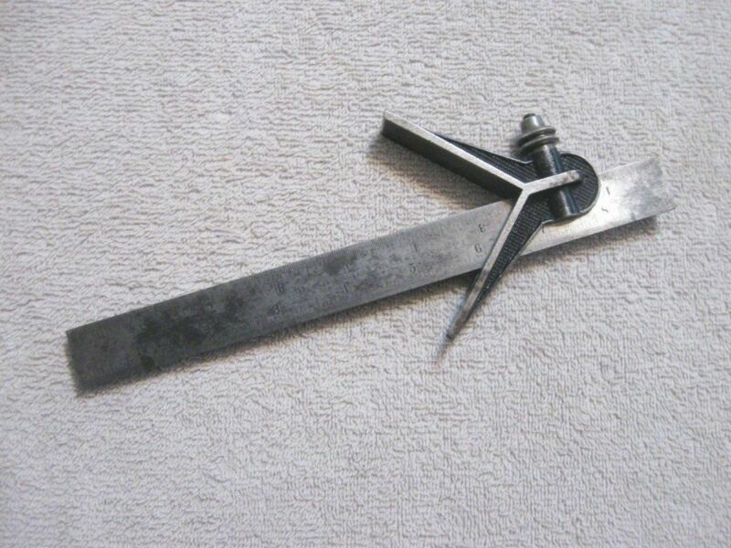 Vintage Starrett 9" Long No. 4 Grad Hardened Steel Rule and Center Head ...