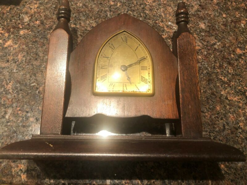 Rare Antique Swivel Style Cathedral Mahogany Desk/Mantel Clock - works ...