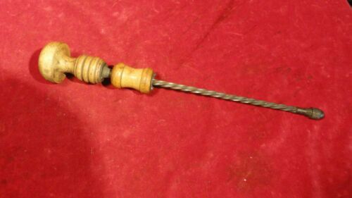 BEAUTIFUL VERY EARLY 1900S SPIRAL HAND DRILL WITH TURNED WOOD HANDLE ...