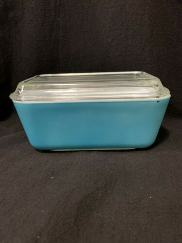 Vintage Pyrex 0502 SOLID AQUA BLUE 1 1/2 PT Refrigerator Dish W Lid ...