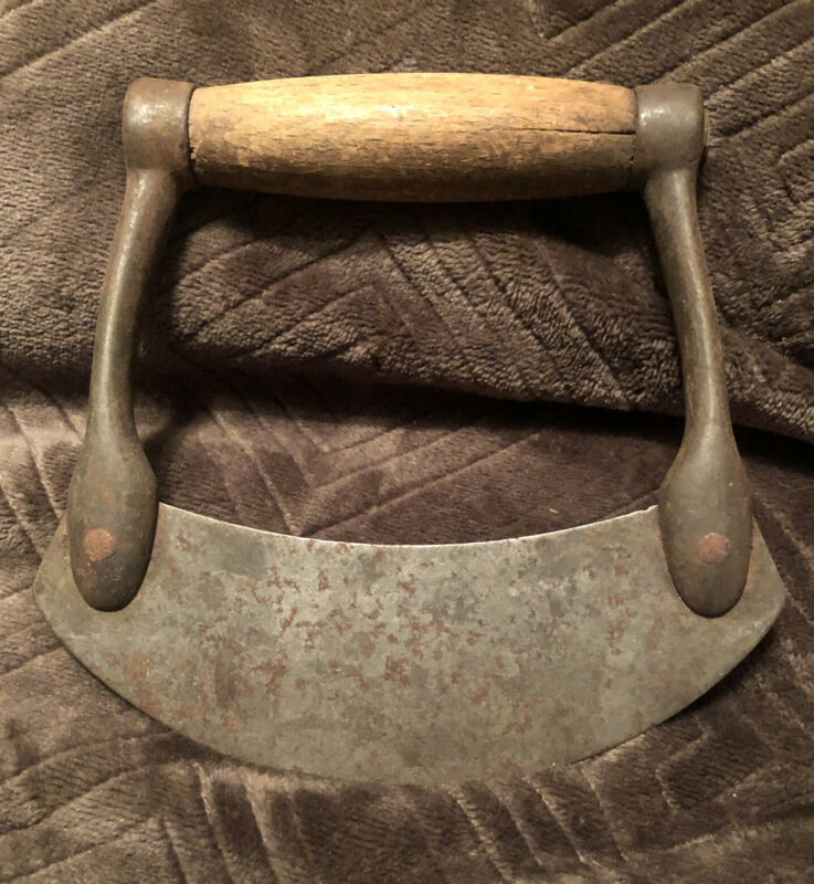 Primitive Hand Forged Food Chopper Wood Handle, Antique Patina ...