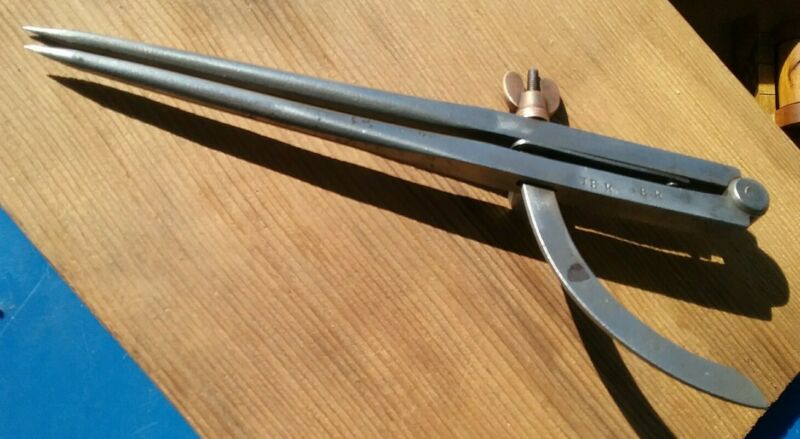 Antique SOLID DIVIDERS Sheet Metal Compass to 16" Circle ~9.5-in Legs ...