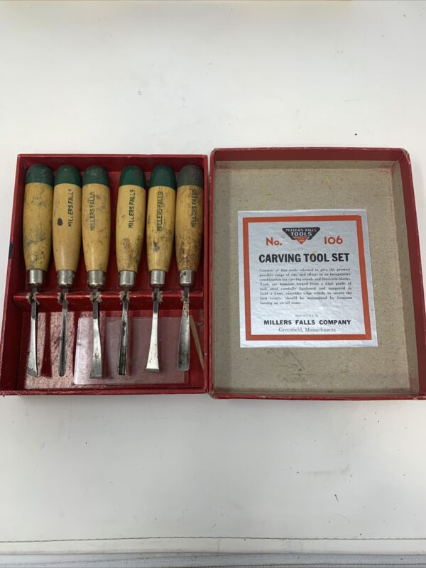 Vintage Millers Falls # 106 Carving Tool Set 6 Piece Original Box ...