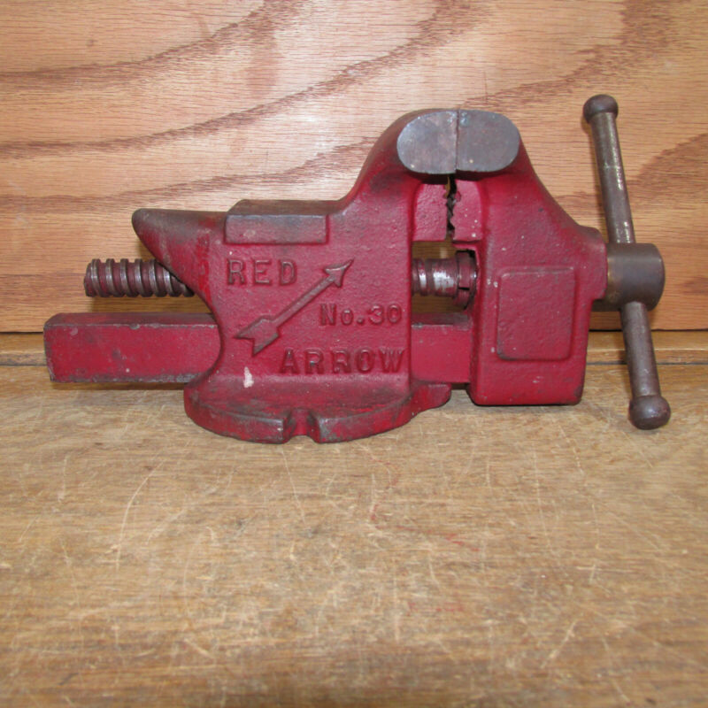 Vintage Columbian No. 30 Vise Red Arrow 3" Jaws With Anvil Bench Mount ...