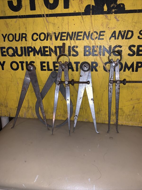 Vtg Union Tool Lot Machinist Carpenter Calipers & Dividers Inside ...