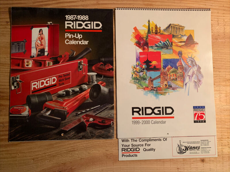 VINTAGE RIGID TOOL PIN-UP CALENDARS 1987/1988 & 1999/2000 -- Antique ...