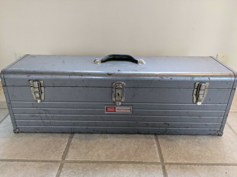 Gray Vintage 30" Craftsman Metal Carpenters Toolbox and Tray -- Antique ...