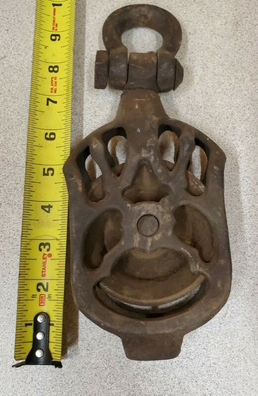 Vintage Cast Iron Drop Pulley,Old Barn Loft Hay Trolley Part -- Antique ...