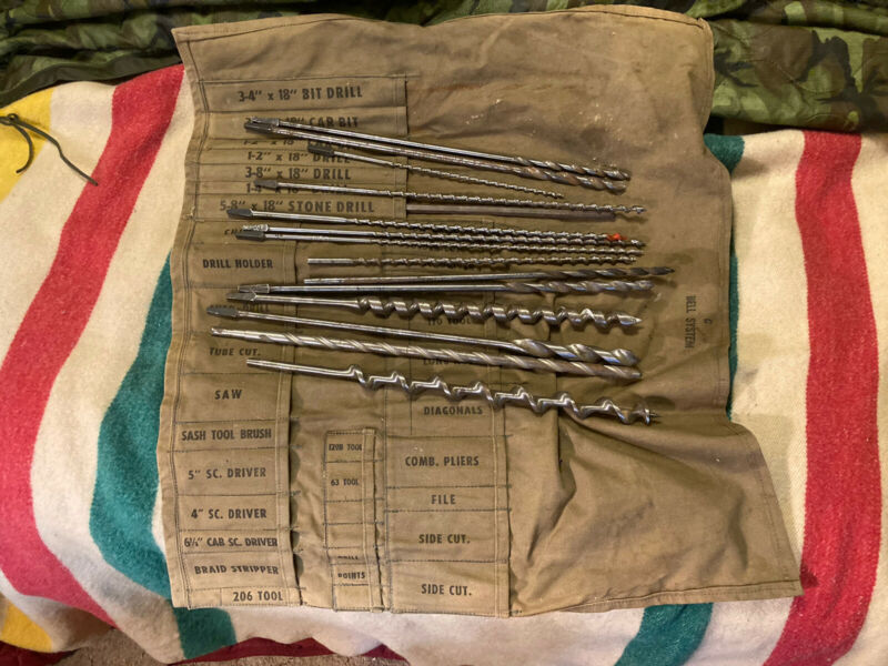 Bell System Irwin Auger Drill Bit In Canvas Tool Roll Rare Set For ...