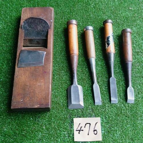 Japanese Vintage Chisel Nomi 4 pcs with big plane carpentry wooden tool ...