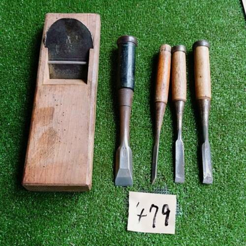Japanese Vintage Chisel Nomi 4 pcs with plane carpentry wooden tool ...