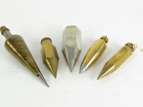 GREAT LOT OF 5 VINTAGE BRASS & IRON PLUMB BOB BOBS MUST SEE INV JT05 ...