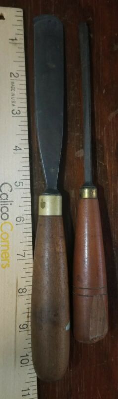 2 Vintage Buck Brothers Chisels #3 Gouge and 60 Degree V-Tool Wood ...