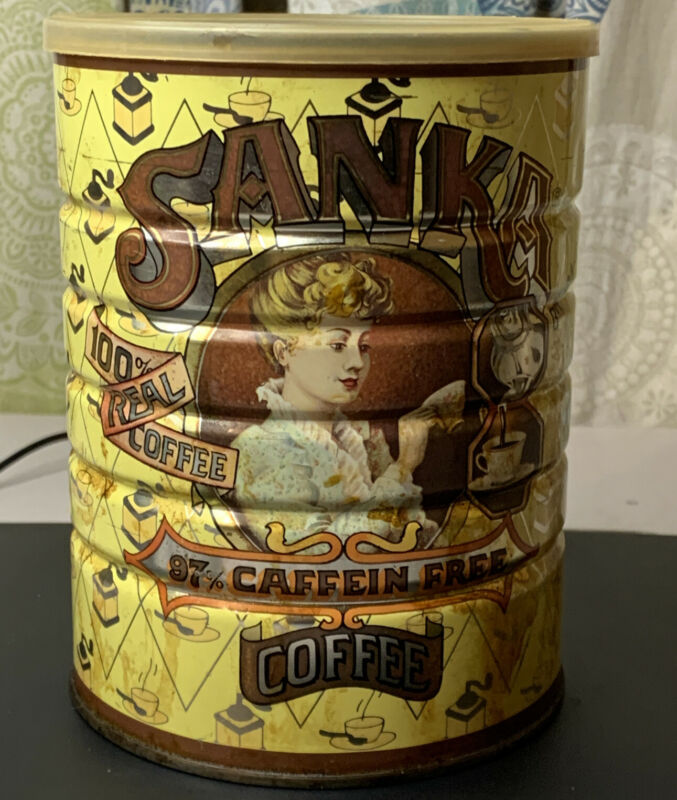 1980 Sanka Coffee Tin Can Victorian Lady General Foods Advertising ...