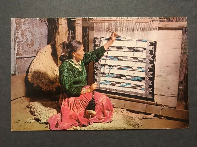 Antique Navajo Arizona Rug Weaving Postcard Photo -- Antique Price ...