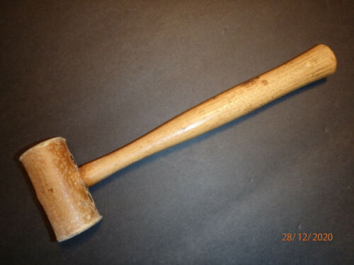 Vintage Wood Tool Rawhide Rolled LEATHER MALLET Hammer Craftsman 3.5oz ...