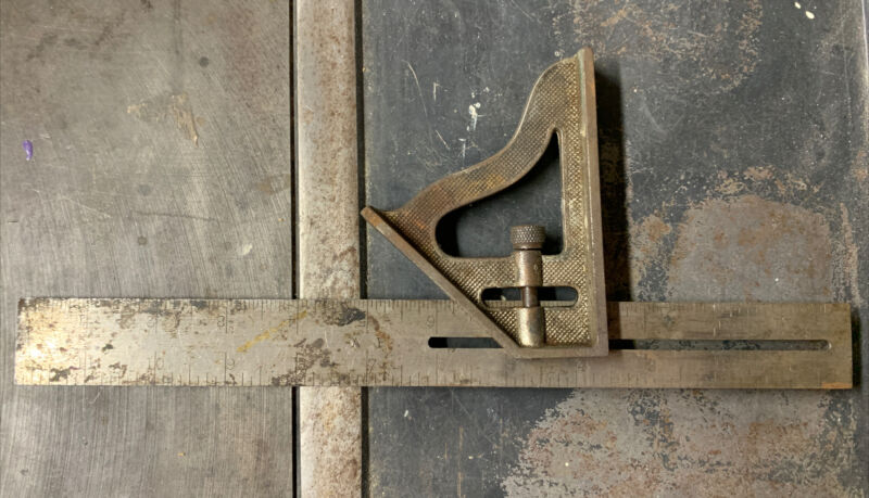 Vintage Stanley No. 21 Slotted 12'''' Steel Rule Combination Square ...