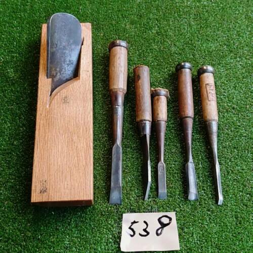 Japanese Vintage Chisel Nomi 5 pcs with Special Plane carpentry wooden ...