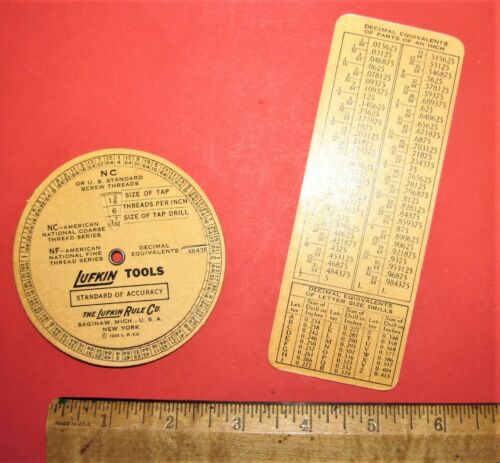 Lufkin Vintage Machinist''s Conversion Charts -- Antique Price Guide ...