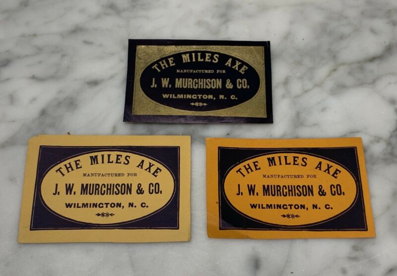 Lot of 3 Vintage NOS Miles Axe Paper Labels by J.W. Murchison ...