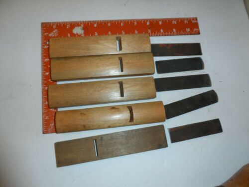 Lot of 5 Round Wood Pattern Makers Planes Assorted Set Nice -- Antique ...