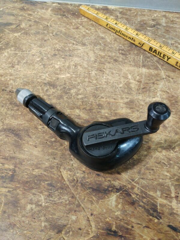 Vintage Fiskars Black Hand Screw Bit Driver Drill Manual Rotary Crank ...