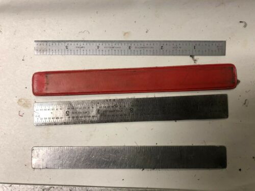 MACHINIST TOOLS LATHE MILL Lot Steel Rulers Scales Starrett Brown ...
