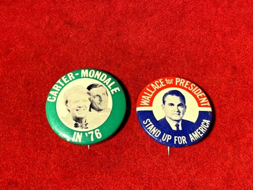 RARE VINTAGE JIMMY CARTER AND GEORGE WALLACE PRESIDENTIAL CAMPAIGN PINS ...