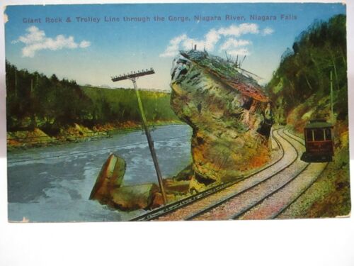 1920s POSTCARD GIANT ROCK AND TROLLEY LINE THROUGH GORGE, NIAGARA FALLS ...
