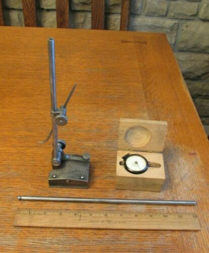 L.S. Starrett Co. Dial Indicator V Block Base Stand & rods & Federal ...