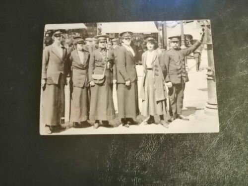 The first tram conductresses in Coventry 1915 Real photograpic postcard ...