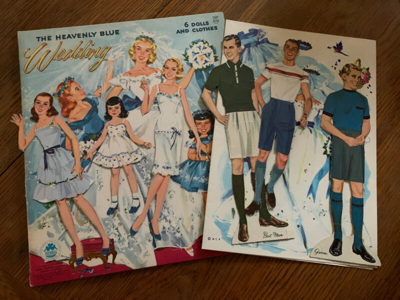 1955 The Heavenly Blue Wedding Paper Dolls Antique Price Guide