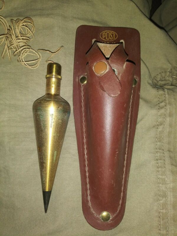 Vintage Bruning 16 Oz Brass Plumb Bob W Post Leather Pouchholster Antique Price Guide