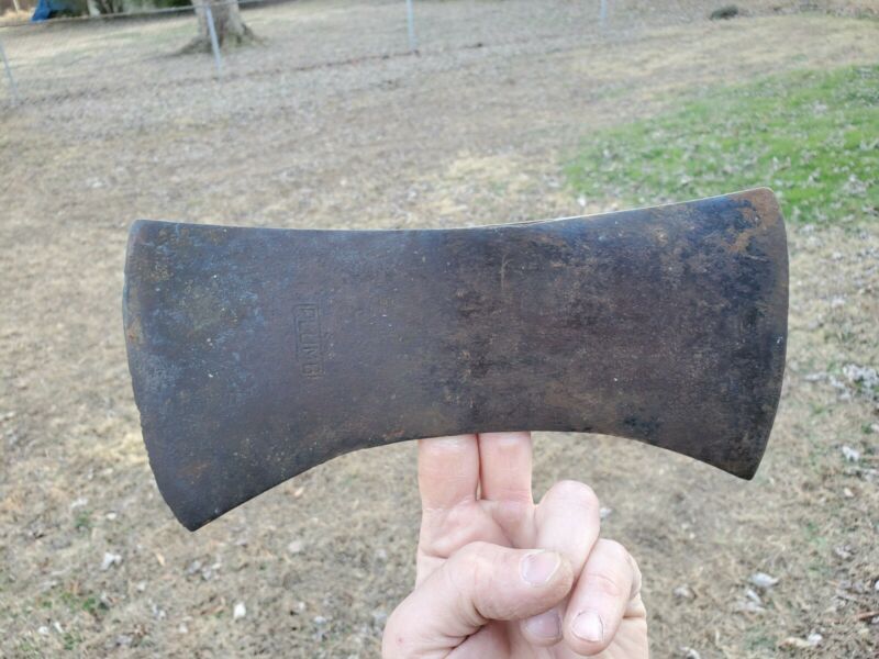Plumb Double Bit Axe Head Vtg Farm Barn Station Wood Saw Tool Big ...