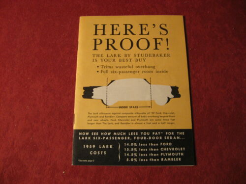 1959 Studebaker Lark Brochure Booklet Book Catalog Old Original ...