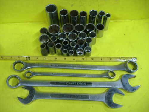 VINTAGE CRAFTSMAN SOCKET SET & WRENCHES BIG TOOL LOT USA MIXED MECHANIC ...