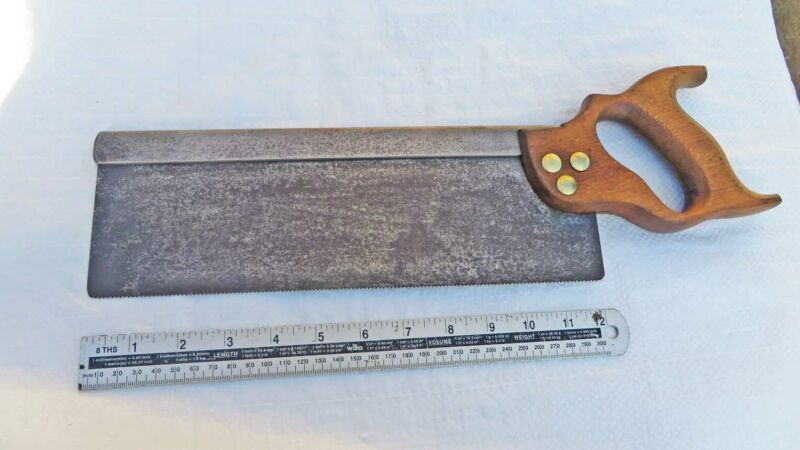 Vintage 12" Steel Backed Tenon Saw, Very Clean Old Tool -- Antique ...