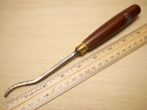 Old wood tools Vintage Marples 1/4" No 21 short bent wood carving gouge ...
