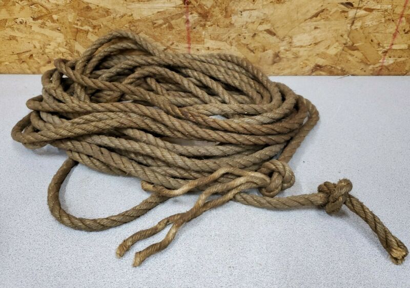 Vintage 50'' Piece of Old Barn Loft Pulley Rope,1/2",Manila?Hemp ...