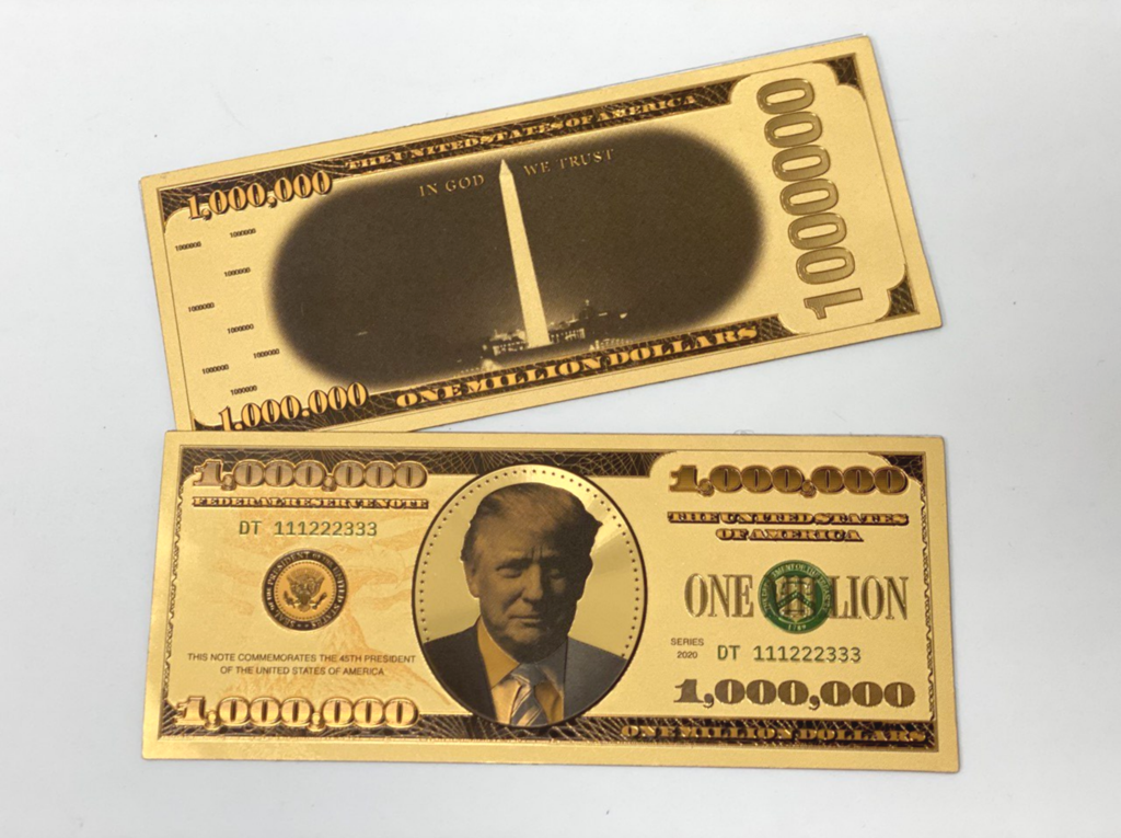 Donald Trump $1MILLION - 24K GOLD Plated Commemorative Historic Bank ...
