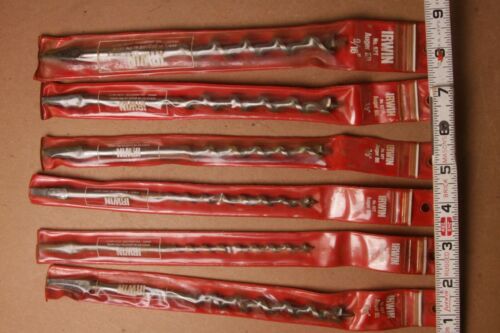 6 different used Irwin brace auger wood drill bits 62T 62-T assorted ...