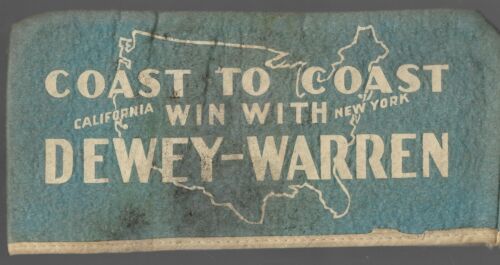 COAST TO COAST WIN WITH DEWEY, WARREN POLITICAL CAMPAIGN HAT -- Antique ...