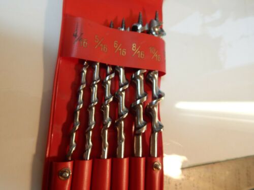 6 vintage Auger brace bit set DUNLAP W.GERMANY spur twist tang ...