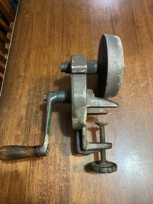 Vintage Hand Crank Grinder Sharpener Stone Bench Mount Tools, Axe ...