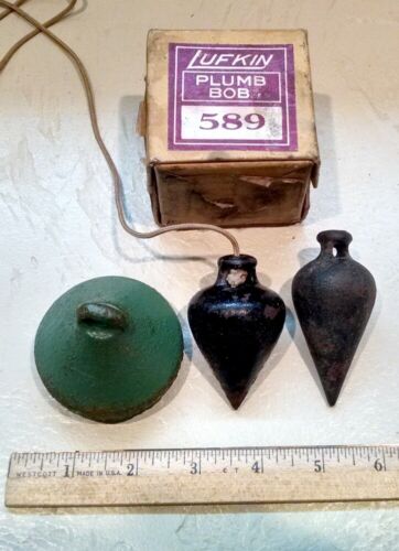 3 Vintage Cast Iron Plumb Bob Lot with box -- Antique Price Guide ...