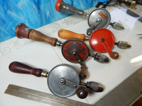 vintage hand drill lot STANLEY no.1220 VIKING FULTON pinion collectible ...