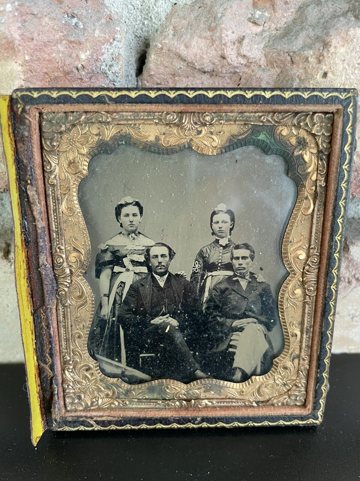 Antique Daguerreotype Tin Type Photo Two Married Couples Civil War Era