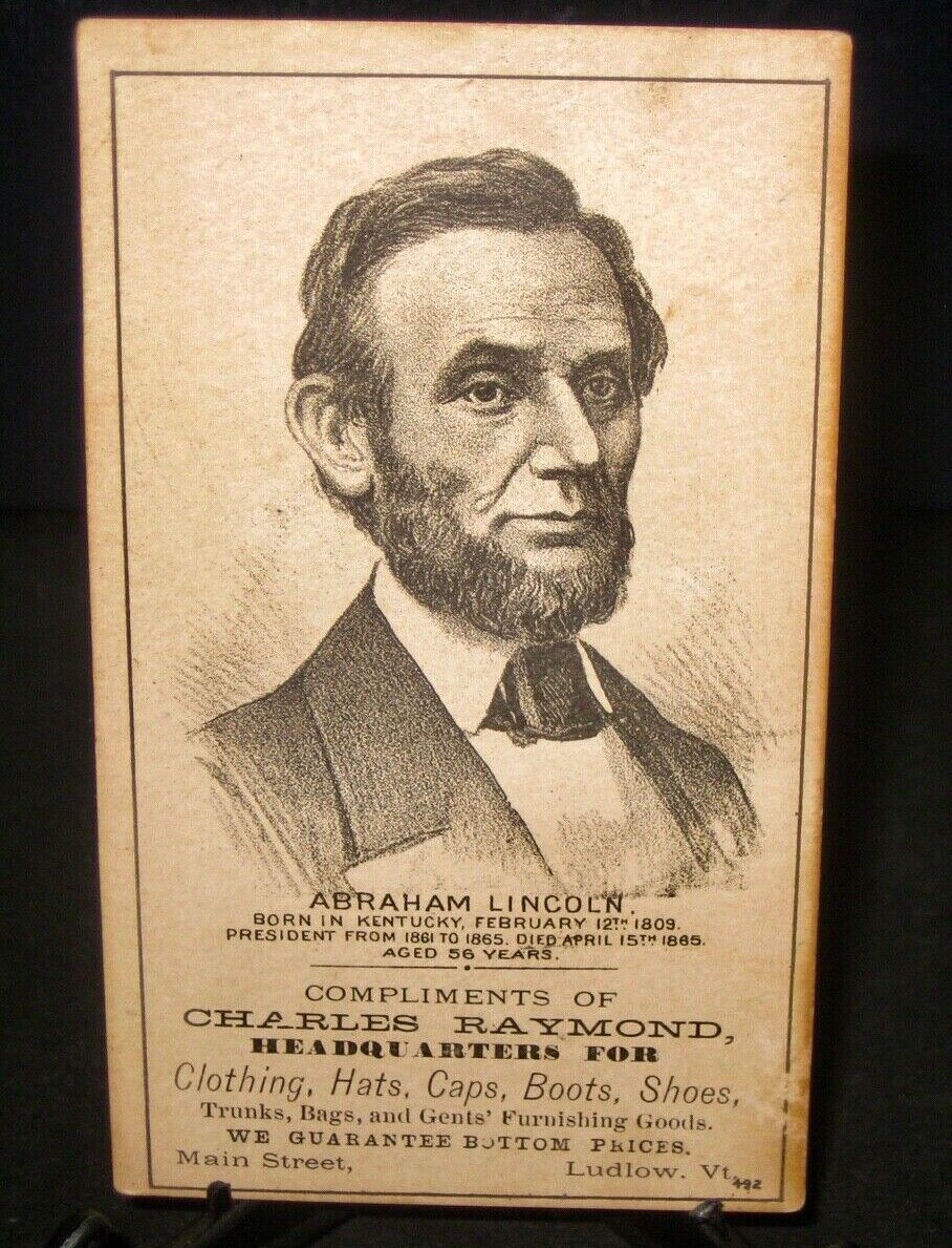 1800s PRESIDENT ABRAHAM LINCOLN Trade Card Rare Antique Collectible USA ...