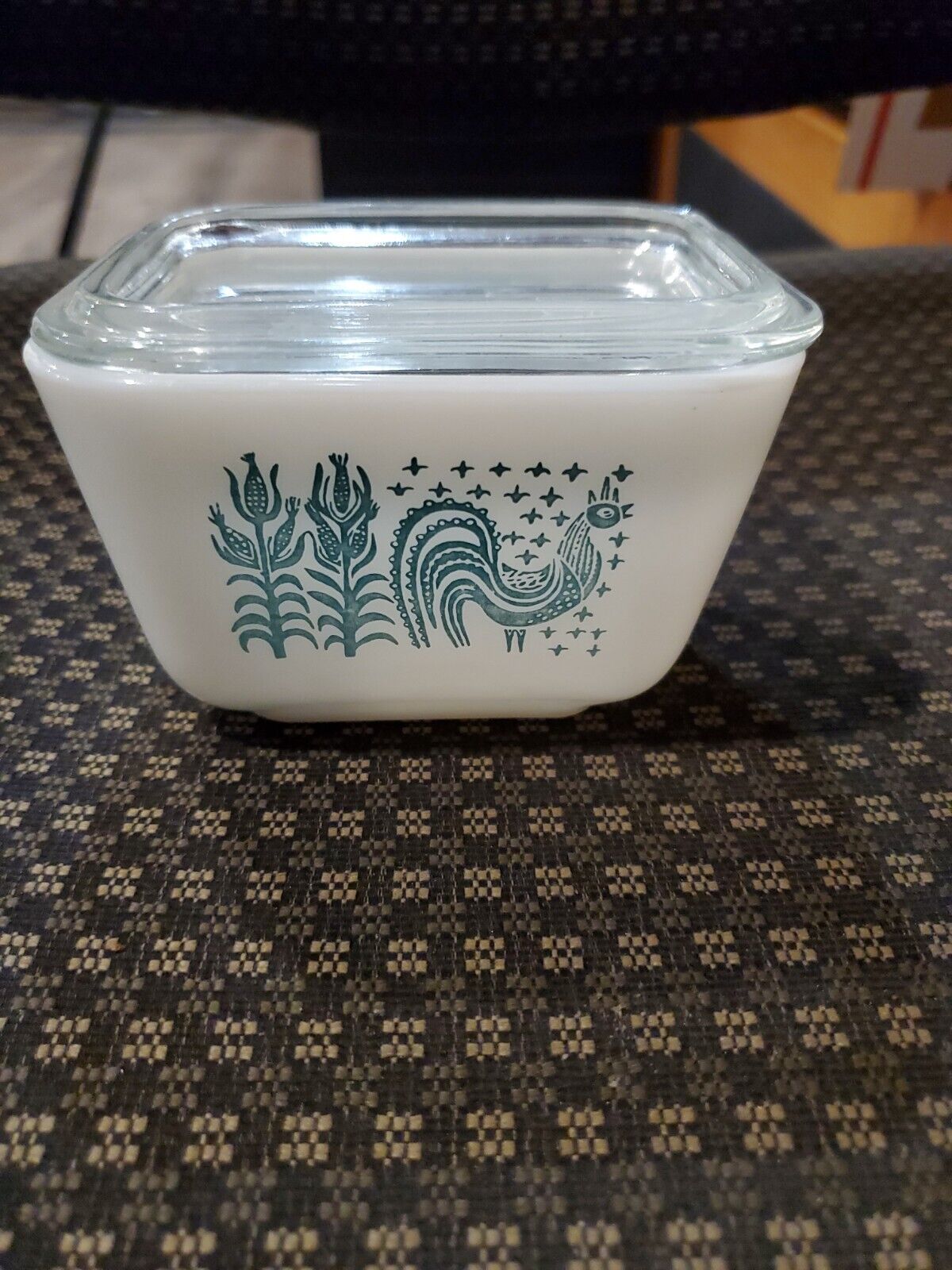 Pyrex Amish Butterprint Rooster Turquoise Refrigerator Dishes 501 with ...