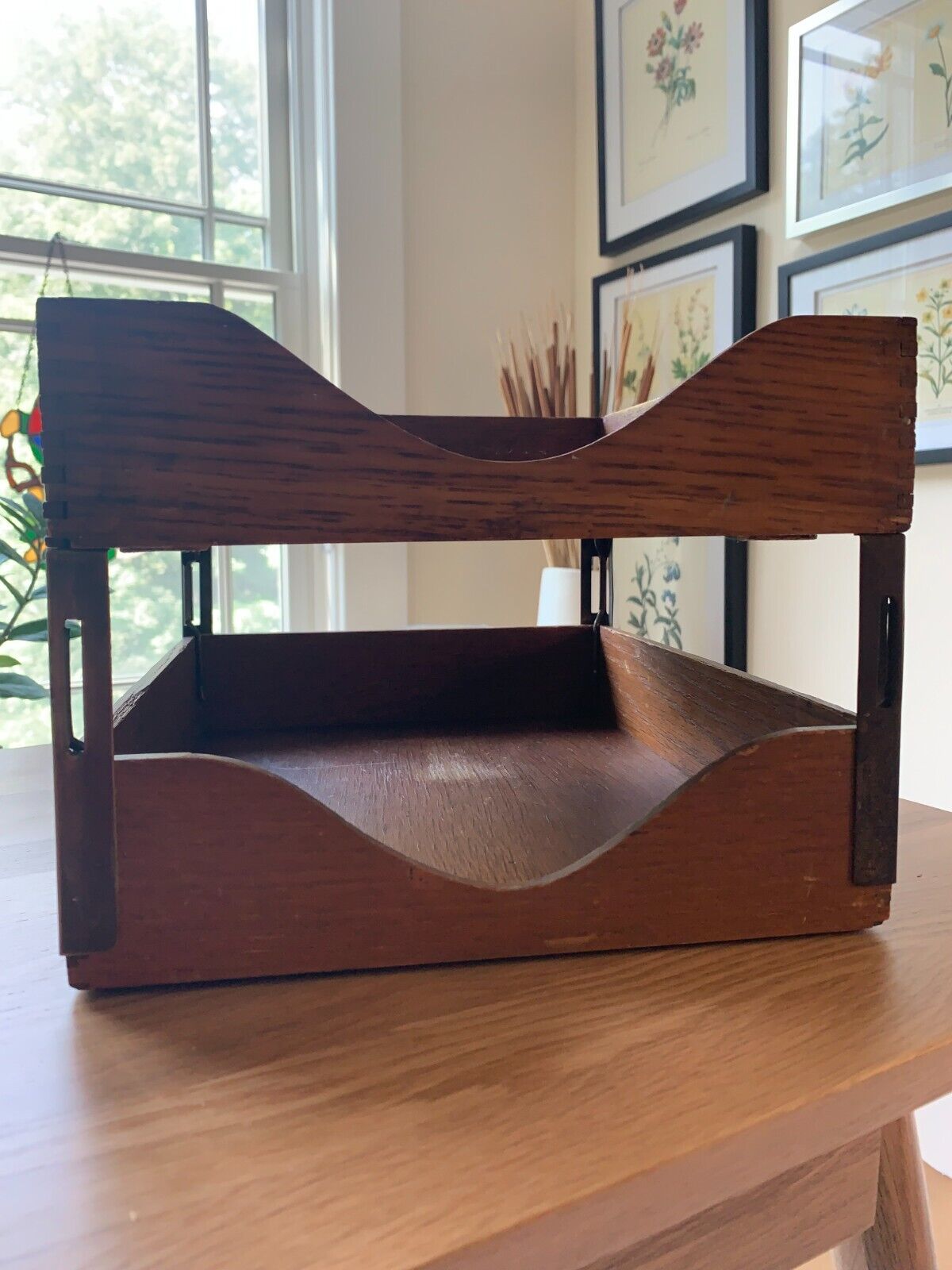 Oak Letter File Cabinet Desk Organizer Oak Letter Tray Two Tier Letter ...